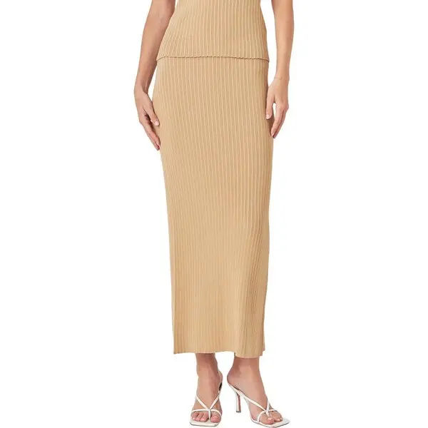 Endless Rose Ribbed Maxi Skirt - Camel