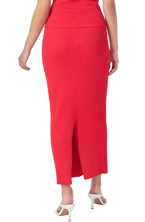 Endless Rose Ribbed Maxi Skirt - Red