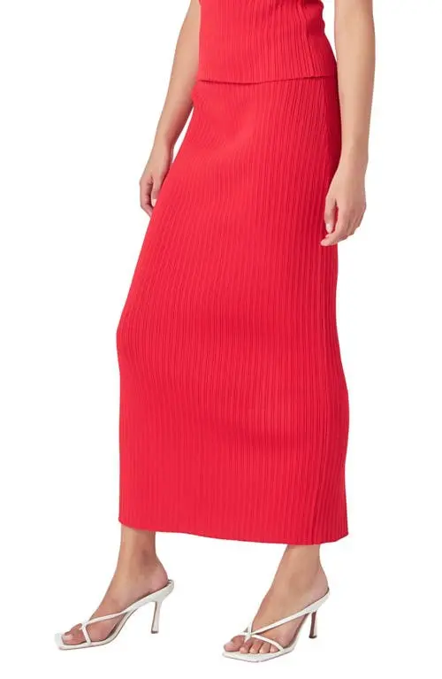 Endless Rose Ribbed Maxi Skirt - Red