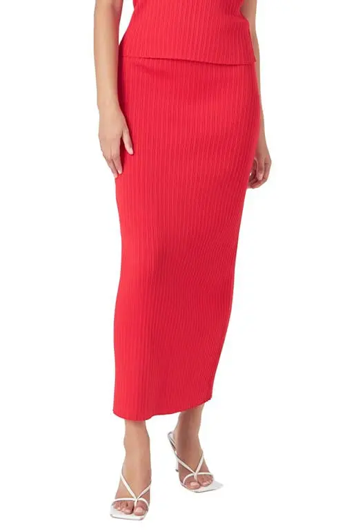 Endless Rose Ribbed Maxi Skirt - Red