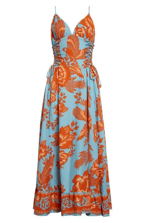 open lace back dress Orange Marias Floral Cut-Out Midi Dress – FARM Rio main image 1
