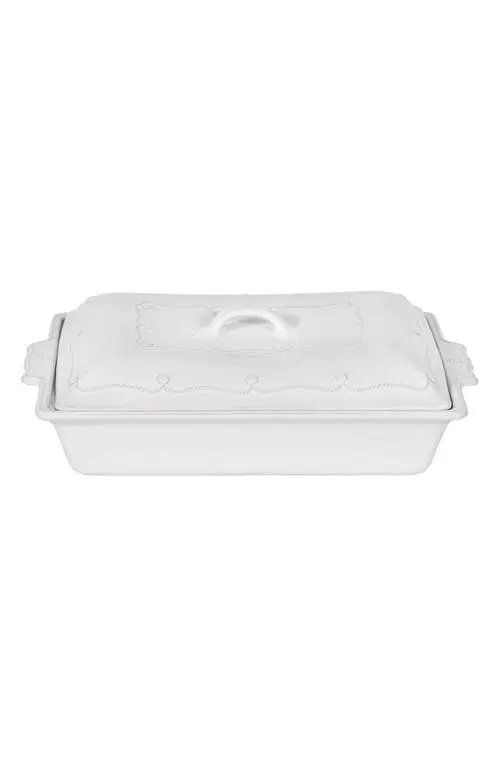 JULISKA Berry & Thread 13-inch Rectangular Ceramic Baking Dish With Lid - Whitewash