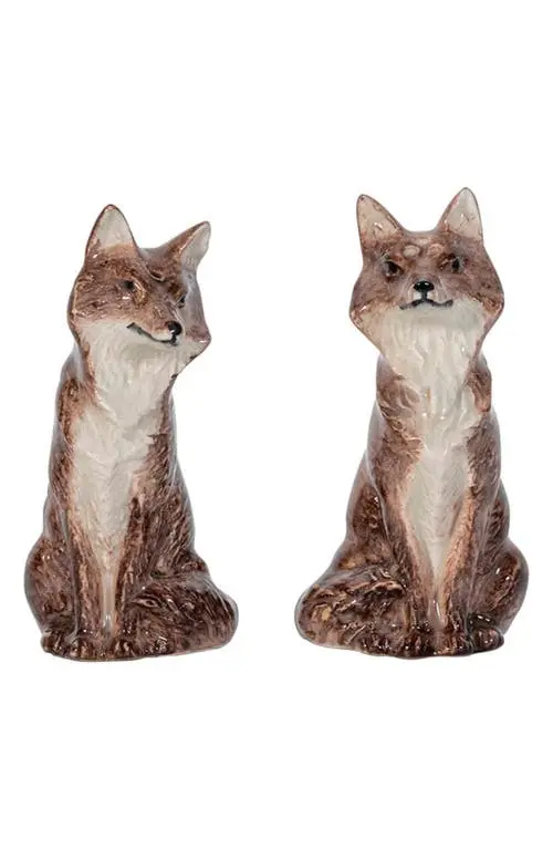 JULISKA Clever Creatures Fox Salt & Pepper Shaker Set - Walnut