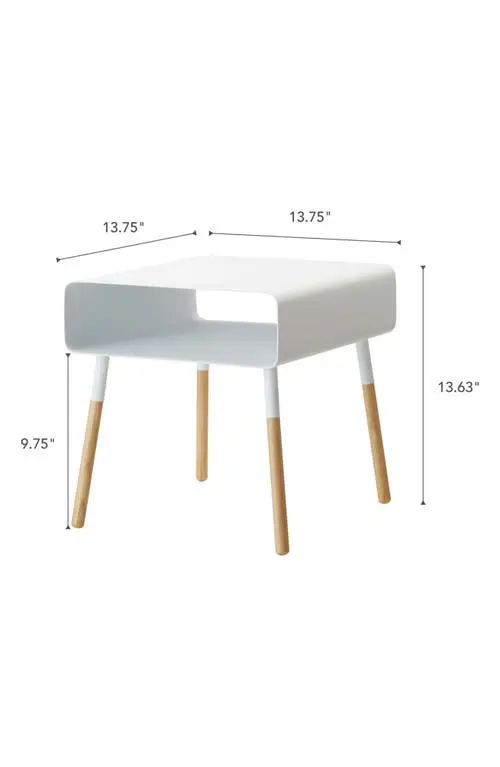 YAMAZAKI Short Side Table With Storage Shelf - White