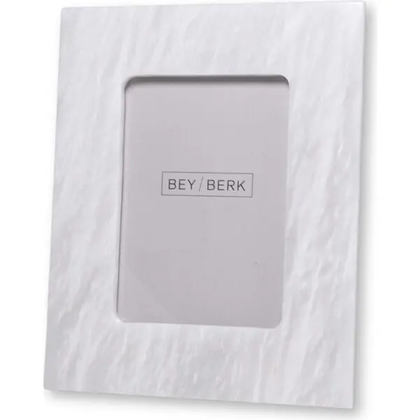 BEY-BERK Marble Picture Frame - White