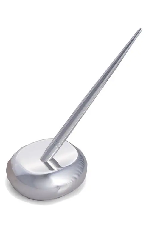 BEY-BERK Oval Pen Stand - Silver