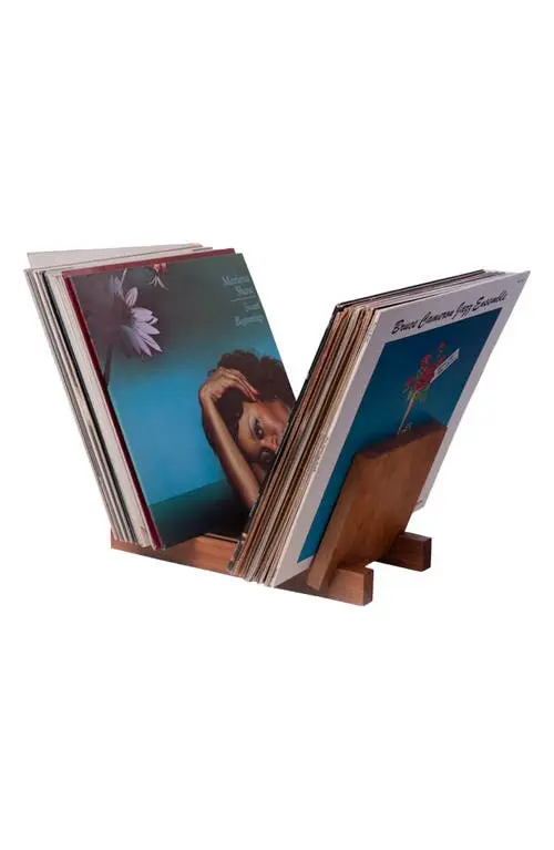 BEY-BERK Vinyl Record Holder - Brown