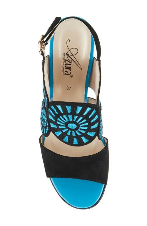 SPRING STEP SHOES Embroidery Slingback Sandal - Black Multi