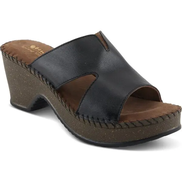 SPRING STEP SHOES Deltana Leather Platform Slide Sandal
