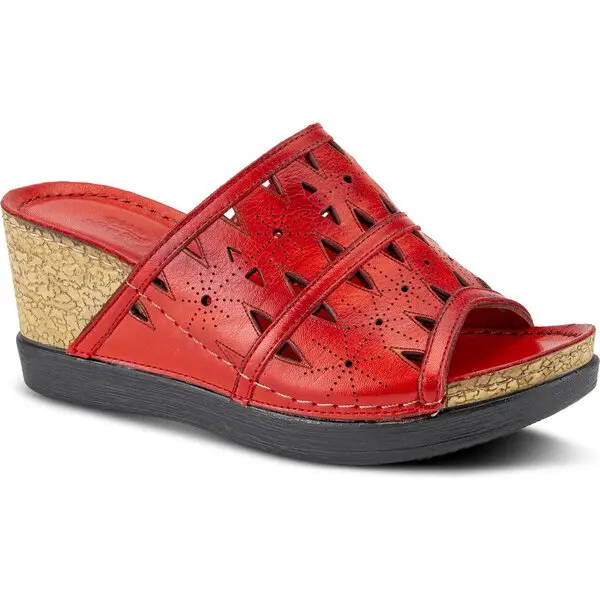 SPRING STEP SHOES Fusa Wedge Slide Sandal - Red