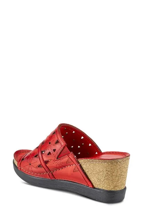 SPRING STEP SHOES Fusa Wedge Slide Sandal - Red