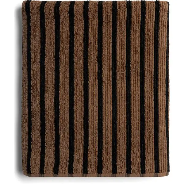 PARACHUTE Resort Stripe Organic Cotton Towel - Camel With Soft Black