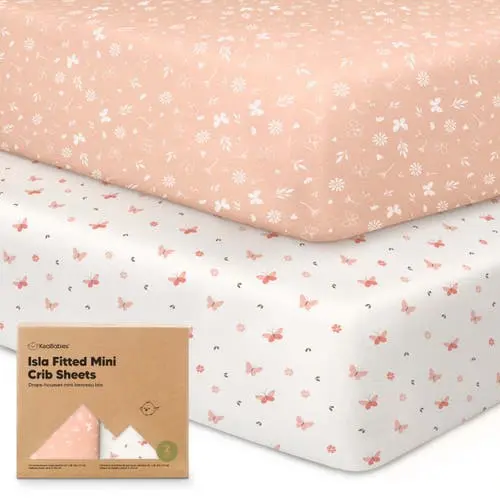 KEABABIES Isla Fitted Mini Crib Sheets - Butterflies