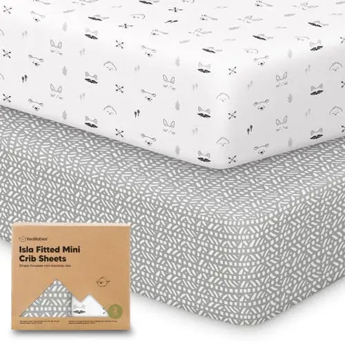KEABABIES Isla Fitted Mini Crib Sheets - Nordic