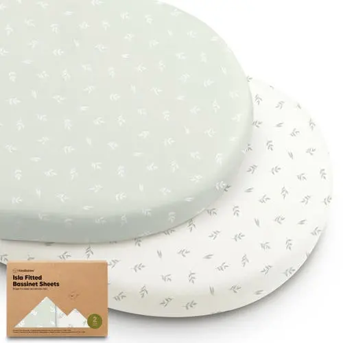 KEABABIES 2-pack Isla Fitted Bassinet Sheets - Herb
