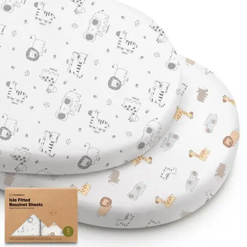 KEABABIES 2-pack Isla Fitted Bassinet Sheets - Keasafari