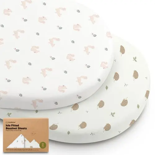 KEABABIES 2-pack Isla Fitted Bassinet Sheets - Nibbles/bruce