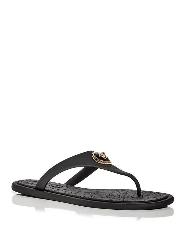 Versace Alia Medusa Thong Sandals - Black