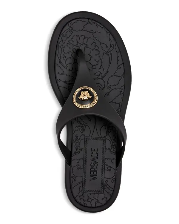 Versace Alia Medusa Thong Sandals - Black