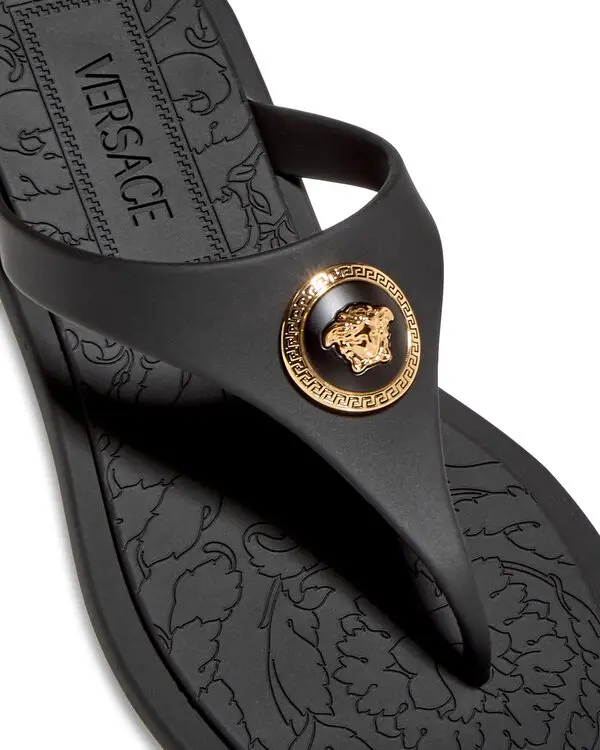 Versace Alia Medusa Thong Sandals - Black