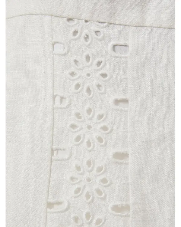 knee length dresses for ladies Clarice Linen Midi Dress in Cream