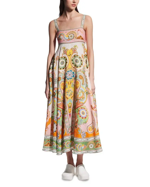 alemais pinball midi dress Pinball Empire Waist Linen Midi Dress