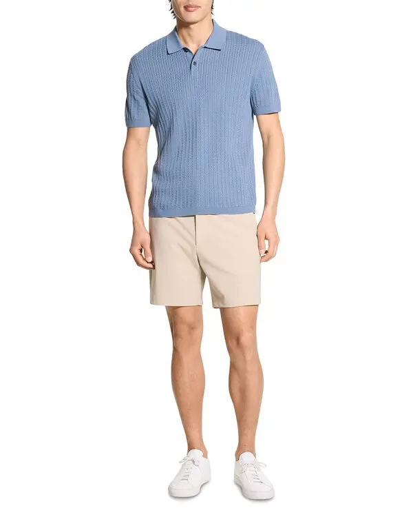 Theory Short Sleeve Cable Polo In Breach - Rainstorm