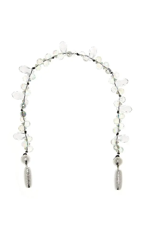 OSSA Faceted Crystal Wristlet Phone Strap - White