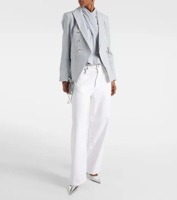 Veronica Beard Drey Striped Halterneck Top - Blue