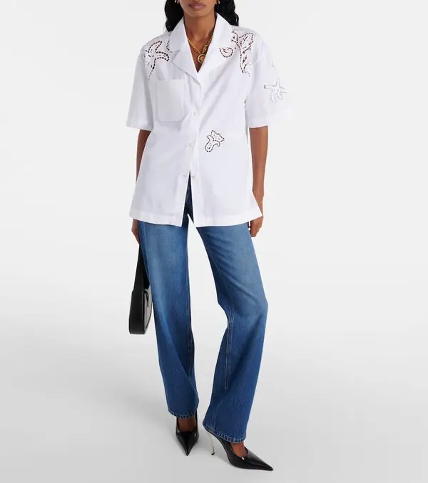Versace Embroidered Cotton Bowling Shirt