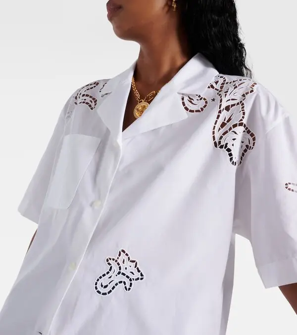Versace Embroidered Cotton Bowling Shirt