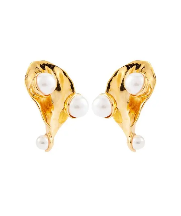 Oscar De La Renta Abstract Leaf Embellished Earrings