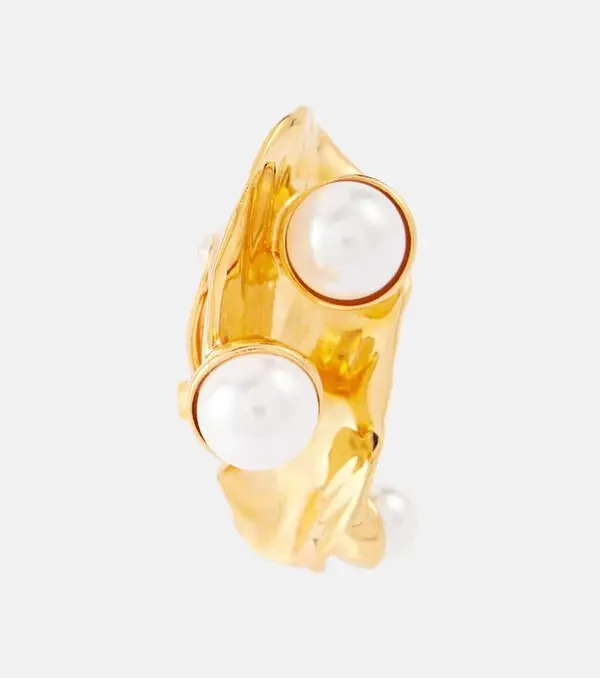 Oscar De La Renta Abstract Leaf Embellished Earrings