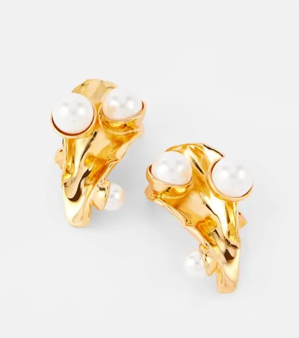 Oscar De La Renta Abstract Leaf Embellished Earrings