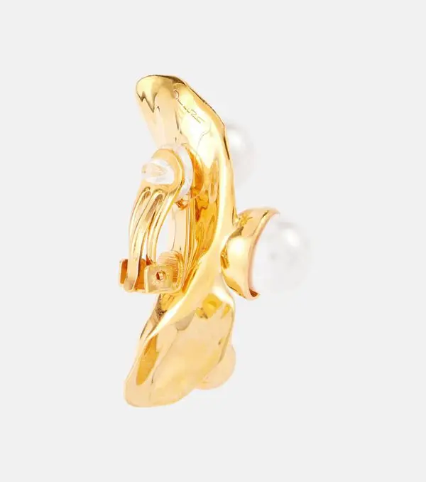 Oscar De La Renta Abstract Leaf Embellished Earrings