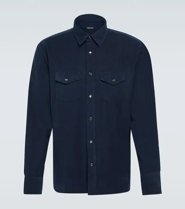 TOM FORD Cotton Corduroy Western Shirt - Blue