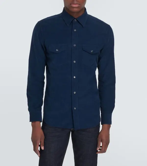 TOM FORD Cotton Corduroy Western Shirt - Blue