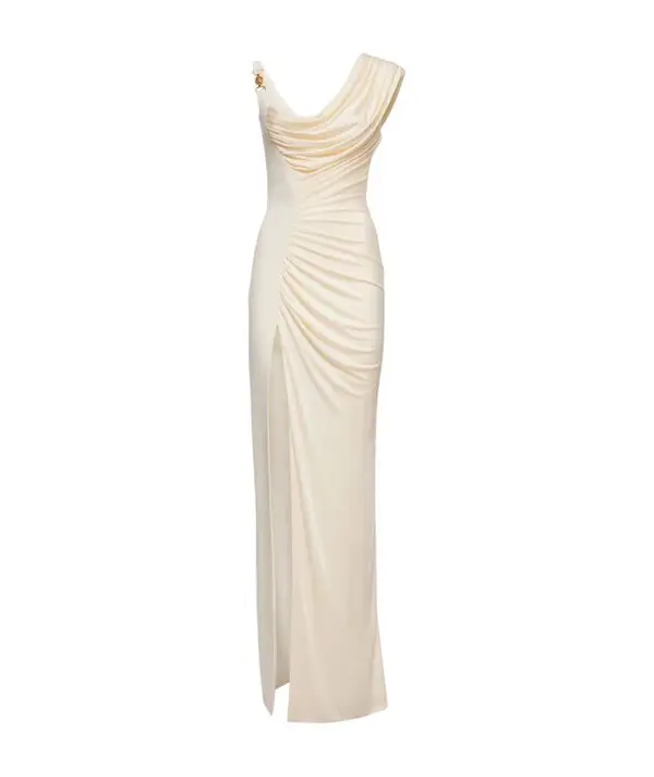 Versace Medusa '95 Draped Crêpe Gown - White