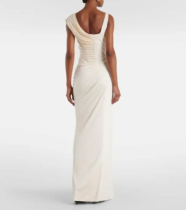 Versace Medusa '95 Draped Crêpe Gown - White