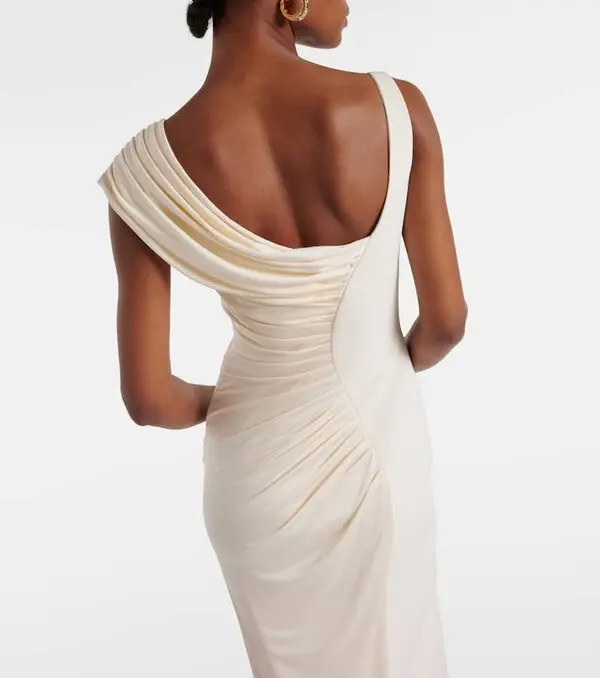 Versace Medusa '95 Draped Crêpe Gown - White