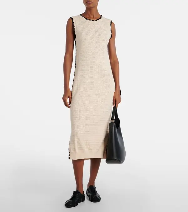 Varley Dwight Knitted Midi Dress - Neutrals