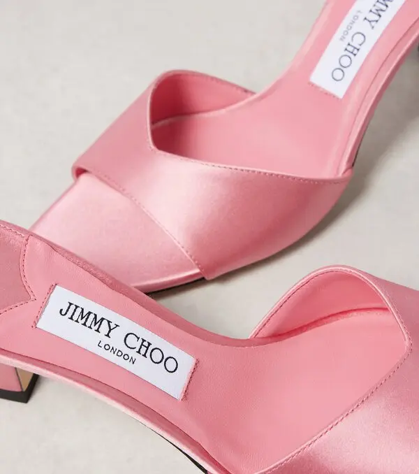 JIMMY CHOO Skye 70 Satin Mules - Pink