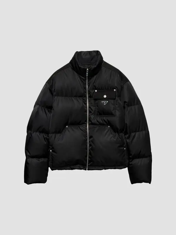 Prada Cropped Re-nylon Down Jacket - Black