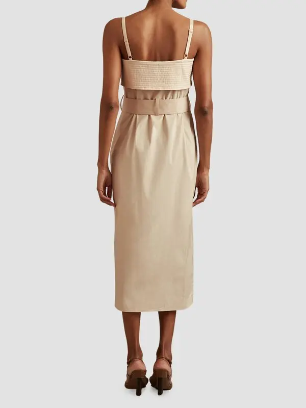 REISS Dhalia Twill Wrap Midi-dress