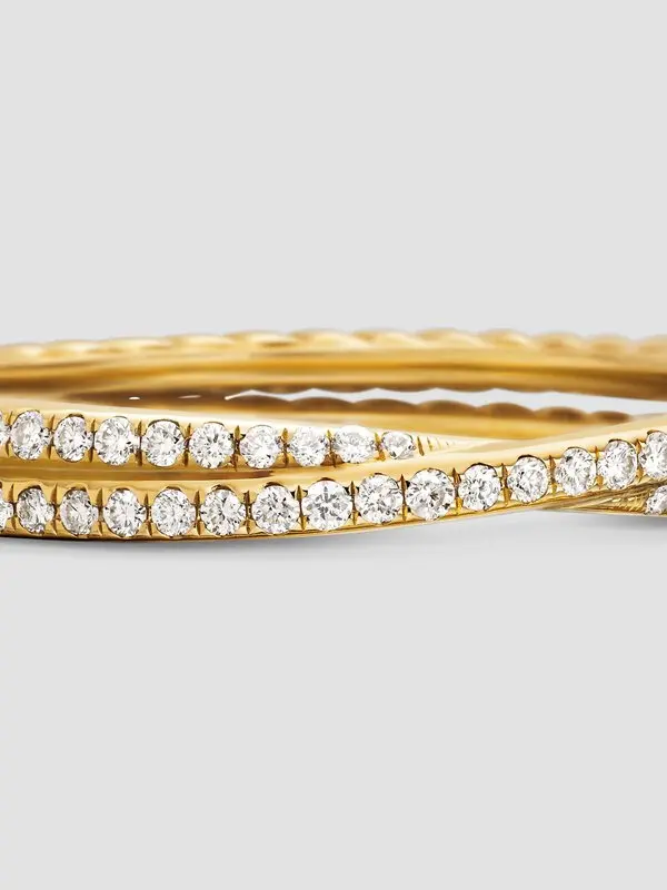 David Yurman Dy Crossover Micro Pavé Band Ring In 18k Yellow Gold