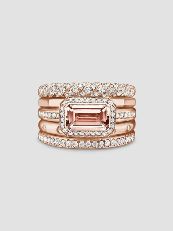 David Yurman Stax Five Row Ring In 18k Rose Gold
