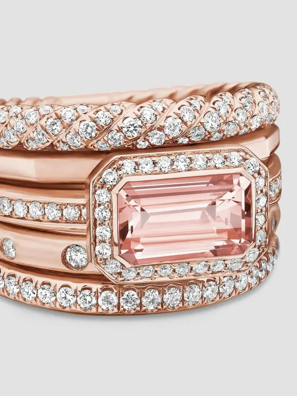 David Yurman Stax Five Row Ring In 18k Rose Gold