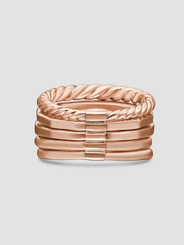 David Yurman Stax Five Row Ring In 18k Rose Gold