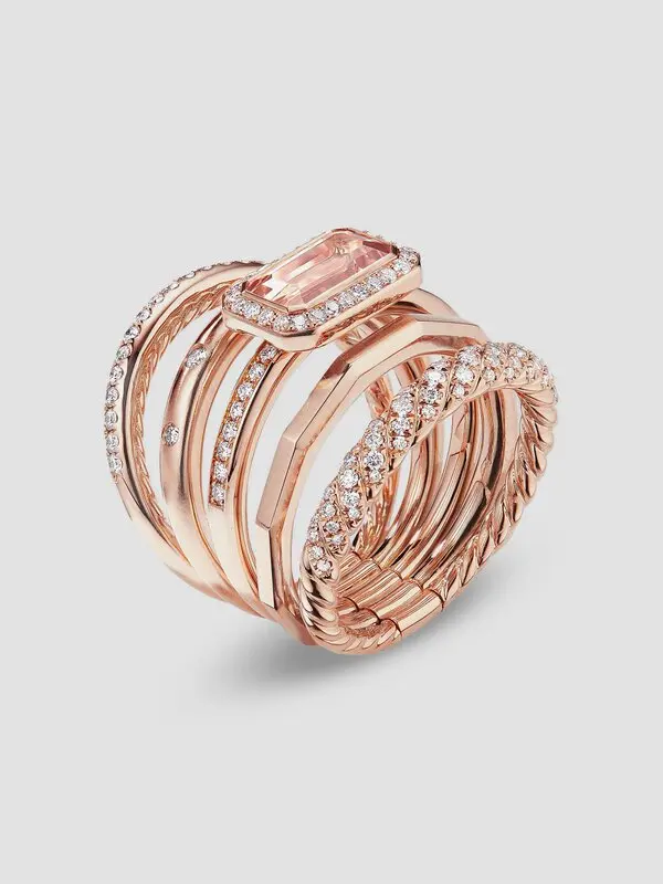 David Yurman Stax Five Row Ring In 18k Rose Gold