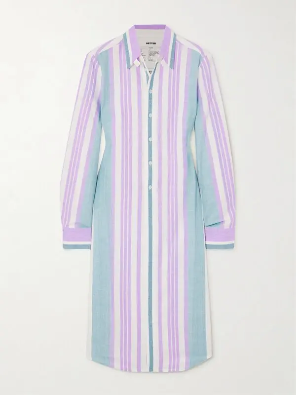 BETTTER Lorca Striped Linen Midi Shirt Dress - Multi